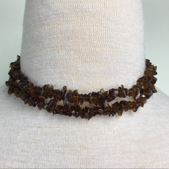 Jewelry | Double Strand Brown Stone Chip Necklace | Poshmark